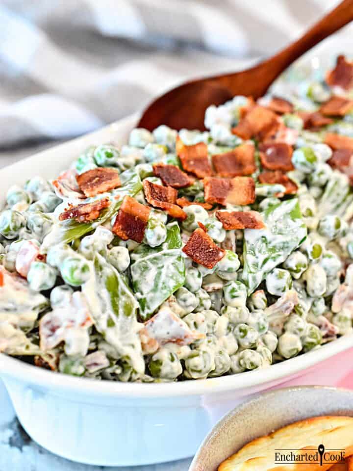 Creamy Pea Salad with Bacon – Encharted Cook