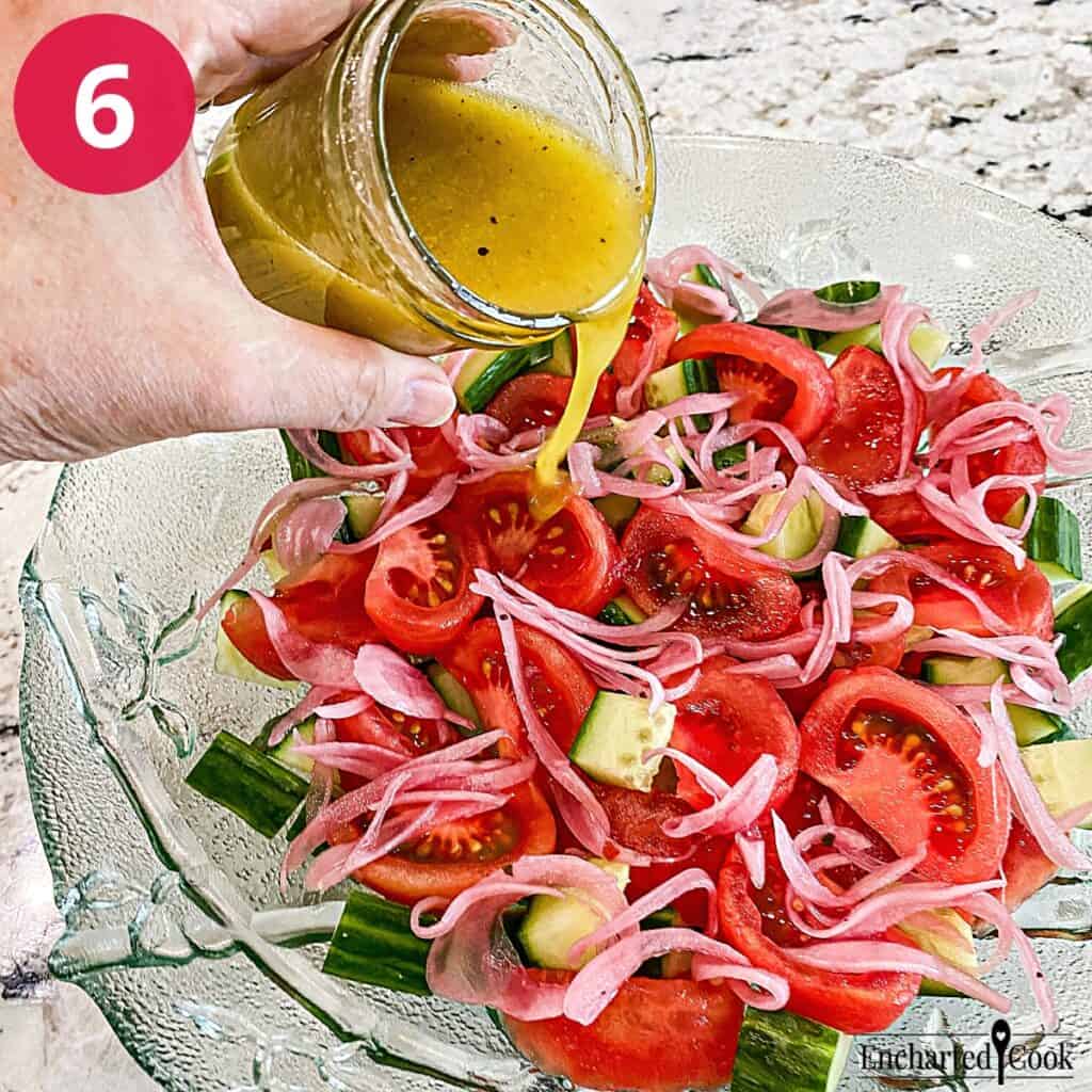 Tomato Cucumber Salad with White Balsamic Dressing | Encharted Cook