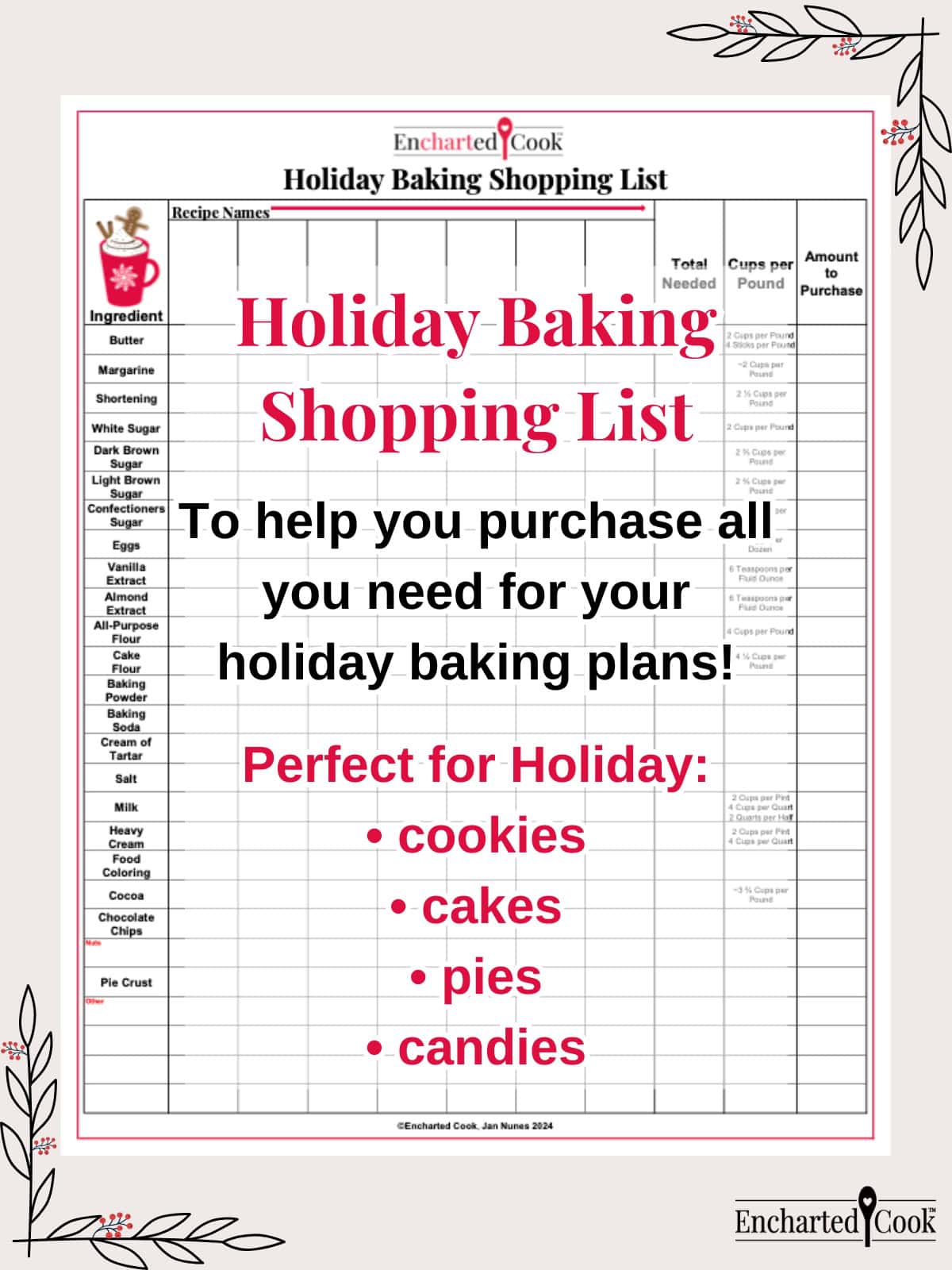 Ultimate Shopping List for Holiday Baking – Encharted Cook