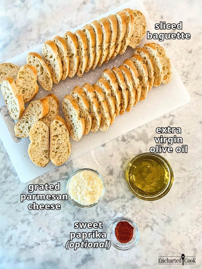 Parmesan Crostini (Small Toasted Bread) – Encharted Cook